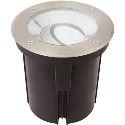 Stainless Steel Drive Over IP67 Ground Light - 16.5W Cool White Tilting ...