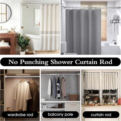 Stainless Steel Extendable Shower Curtain Rod Tension Pole, including 2 ...
