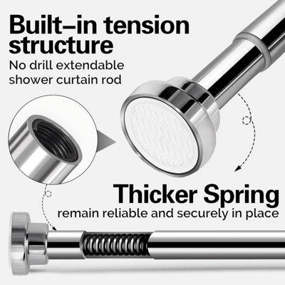 Stainless Steel Extendable Shower Curtain Rod Tension Pole, including 2 ...