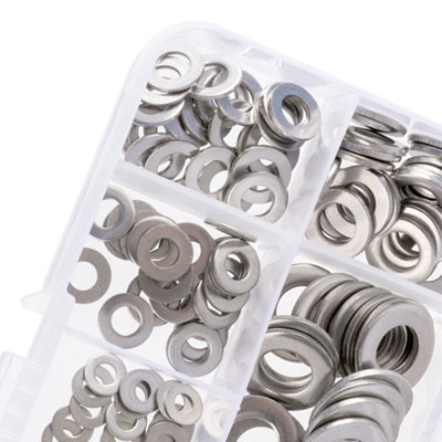 Stainless Steel Flat Washers Assortment Washers Hardware Set 8 sizes ...