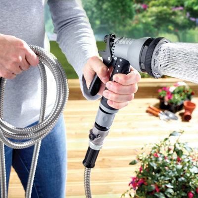 Stainless Steel Garden Hose - 15m/50ft Lightweight & Flexible - Kink ...