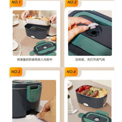 Stainless steel insulation car mounted electric heating bento box