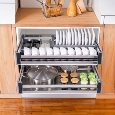 Stainless Steel Kitchen Cabinet Pull-Out Basket Cupboard Drawer ...