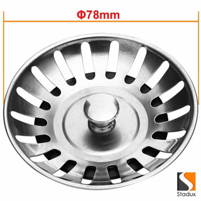 Stainless Steel Kitchen Sink Strainer Plug Dual Function Basket Waste ...