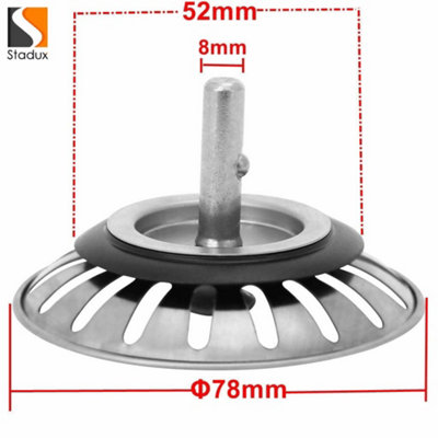 Stainless Steel Kitchen Sink Strainer Plug Dual Function Basket Waste ...