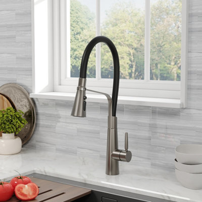 Stainless Steel Kitchen Tap Flexible Silicone Pull-Down Kitchen Faucet ...