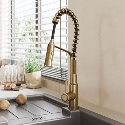 Stainless Steel Kitchen Tap Mixer Tap with Side Lever in Gold
