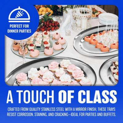 Stainless Steel Oval Rice Tray Plate Serving Dish Platter Meat Buffet ...