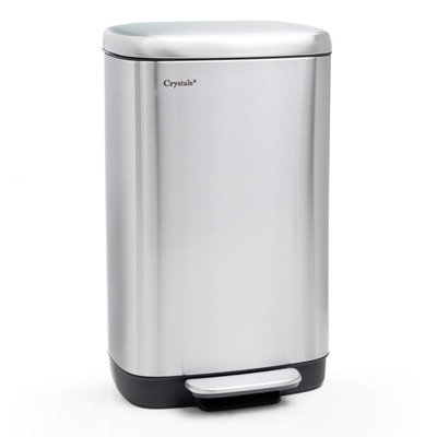 Stainless Steel Rectangular Pedal Bin With Soft Close Lid Silver Waste ...