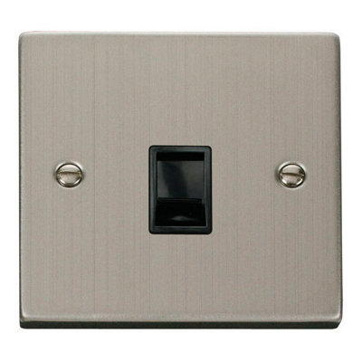 Stainless Steel Rj11 Socket - Black Trim - SE Home | DIY at B&Q
