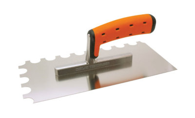 Stainless Steel Round Notched Trowel 130mm x 270mm with Soft Grip ...