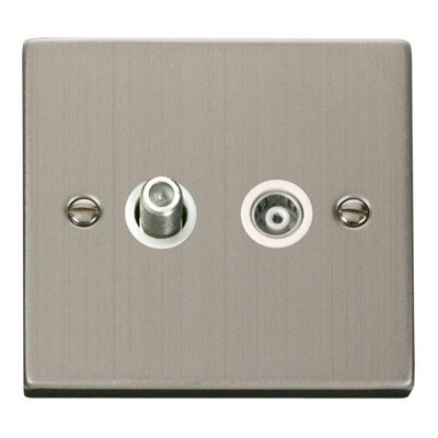 Stainless Steel Satellite And Isolated Coaxial 1 Gang Socket - White ...