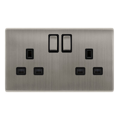 Stainless Steel Screwless Plate 2 Gang 13A DP Ingot Twin Double ...