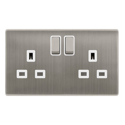 Stainless Steel Screwless Plate 2 Gang 13A DP Ingot Twin Double ...