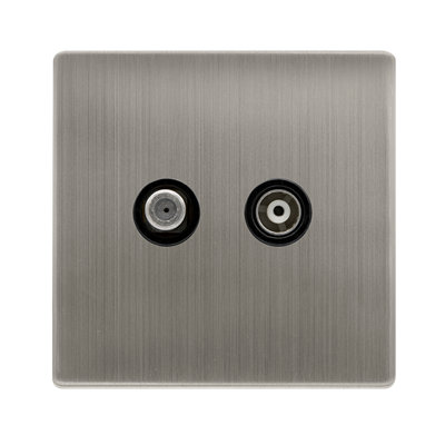 Stainless Steel Screwless Plate Satellite & Coaxial Socket 1 Gang ...