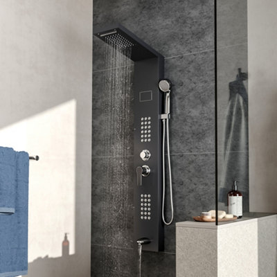 Stainless Steel Shower Panel with LED Temperature Display Thermostatic ...