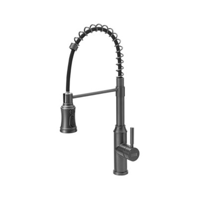 Stainless Steel Side Lever Kitchen Spring Neck Kitchen Tap Mixer Tap Grey