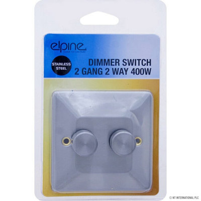 Stainless Steel Single Light Dimmer Switch 2 Gang 2 Way On/Off Function ...
