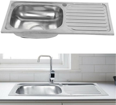 Stainless Steel Square Single Bowl Kitchen Sink Reversible Waste ...