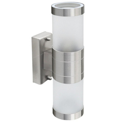 Stainless Steel Up Down Wall Light Frosted Glass Cover IP44 Garden Wall ...