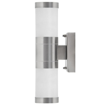 Stainless Steel Up Down Wall Light Frosted Glass Cover IP44 Garden Wall ...