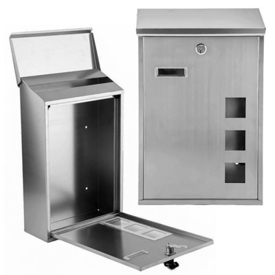 Stainless Steel Wall Mounted Post Box Lockable Outdoor Mail Letterbox ...