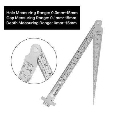 Stainless Steel Welding Taper Gauge and Depth Ruler for Hole Inspection