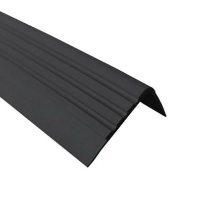 Stair anti slip nosing rubber angle step edge PVC RM 90cm black at B&Q