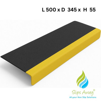 Stair Tread Nosing Covers - GRP Heavy Duty Anti Slip - 500mm Black & Yellow