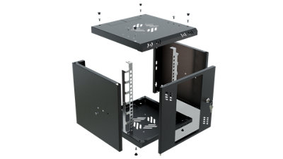Stalflex 10 Inch 6U Wall Mounted Rack Cabinet Glass Door Black