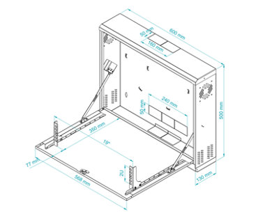 Stalflex 19" 2U Lockable DVR NVR enclosure CCTV Safe Box 130mm deep White