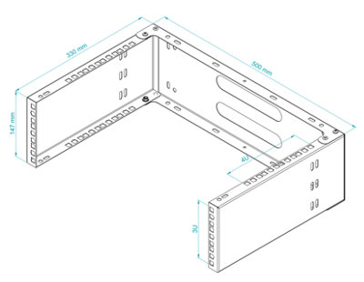 Stalflex 19 Inch Rack Bracket 3U Front 4U Top Bottom Wall Mount Powder ...