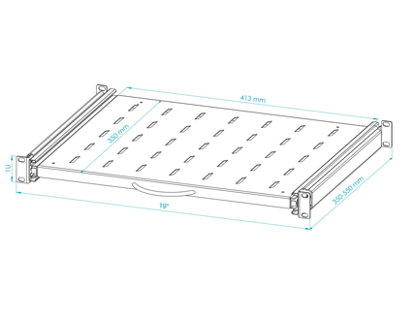 Stalflex 1U Telescopic Sliding Shelf 19 Inch Rack Mount 350mm Tray for ...