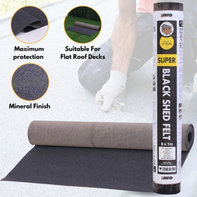 Standard Grade Black Mineral Roof Felt (8m x 1m) - Durable ...