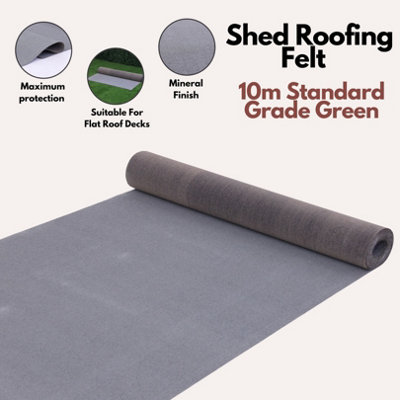 Standard Grade Dark Green Mineral Roof Felt (10m x 1m) - Durable ...