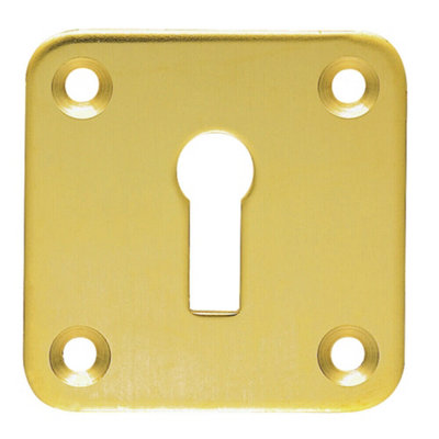 Standard Lock Profile Open Escutcheon 50 x 50mm Polished Brass Keyhole ...