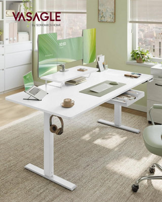 STANDING DESK, HEIGHT ADJUSTABLE DESK, 160 X 80 CM, FLEXIBLE MONITOR ...