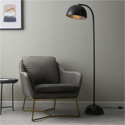 STANDING FLOOR & TABLE LAMP SET - ADJUSTABLE MATT BLACK STEEL GREY ...