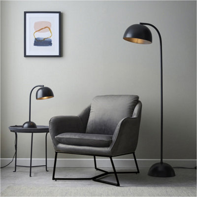 Standing Floor & Table Lamp Set - Adjustable Matt Black Steel Grey ...