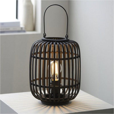 Standing Floor & Table Lamp Set - Dark Stained Bambo Framed Shade ...