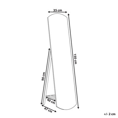 Standing Mirror with Shelf CHERBOURG 150 cm Pine Wood Light Brown