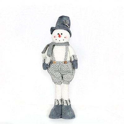 Standing Snowman Christmas Decoration 67cm Grey Snowman with Trousers ...