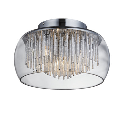 Stanford Clear Glass Round Shade 34Cm 4 Light Flush Ceiling Light | DIY ...