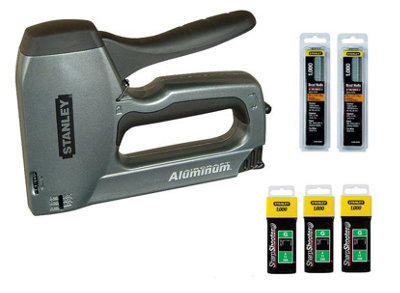 Stanley 0-TR250 Heavy Duty Staple Nail Gun Stapler with Nail + Staple ...