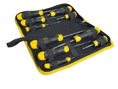 STANLEY 10 Piece CUSHION GRIP Screwdriver Set in Wallet Pozi Flat ...