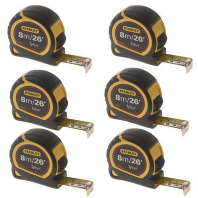 Stanley 8m Tape Measure Bi-Material Tylon Blade 26ft STA030656 6 PACK 0 ...