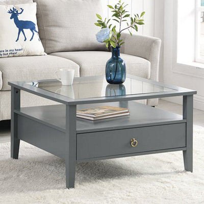 Stanley Coffee Table Clear Glass Top Coffee Table for Living Room ...