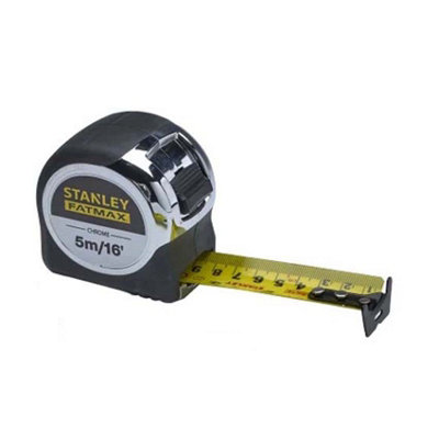 Stanley FatMax Chrome 5m Tape Measure Wide Blade Metric Imperial 3m ...