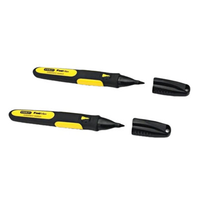 Stanley Fatmax Permanent Marker Pen (Pack of 2) Black/Yellow (One Size)