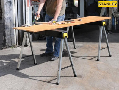 Stanley Folding Saw Horse Pair Twin Pack Max Load 340kg 1 97 475 STA197475